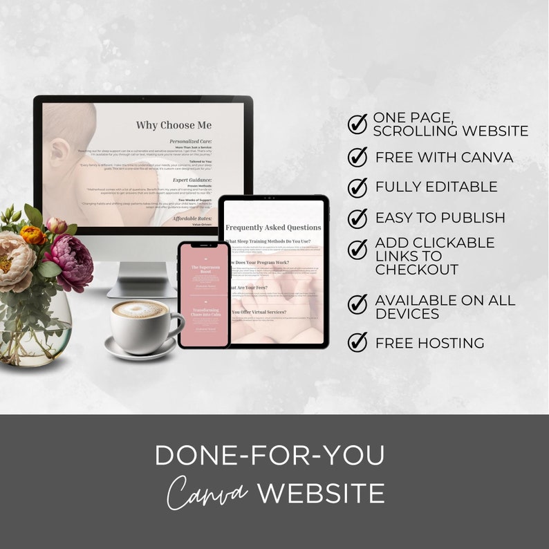 Website Template for Sleep Consultant, Canva Website Template, Sleep ...