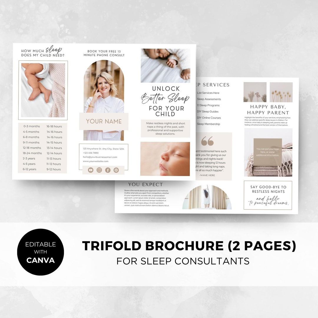 Trifold Brochure Template for Sleep Consultant Brochure Template ...