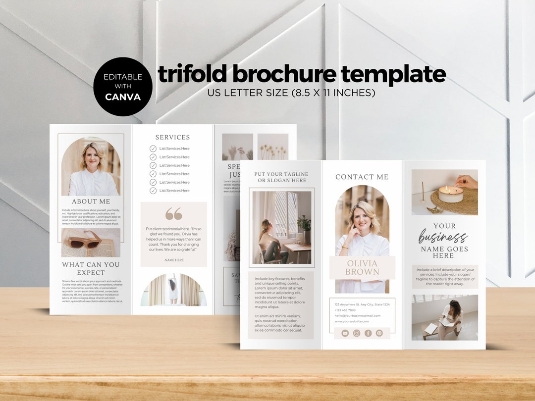 Business Trifold Brochure Template, Two Sided Trifold Pamphlet ...