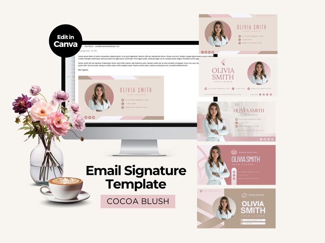 Cocoa Blush Email Signature Template: Feminine Business Design (digital ...