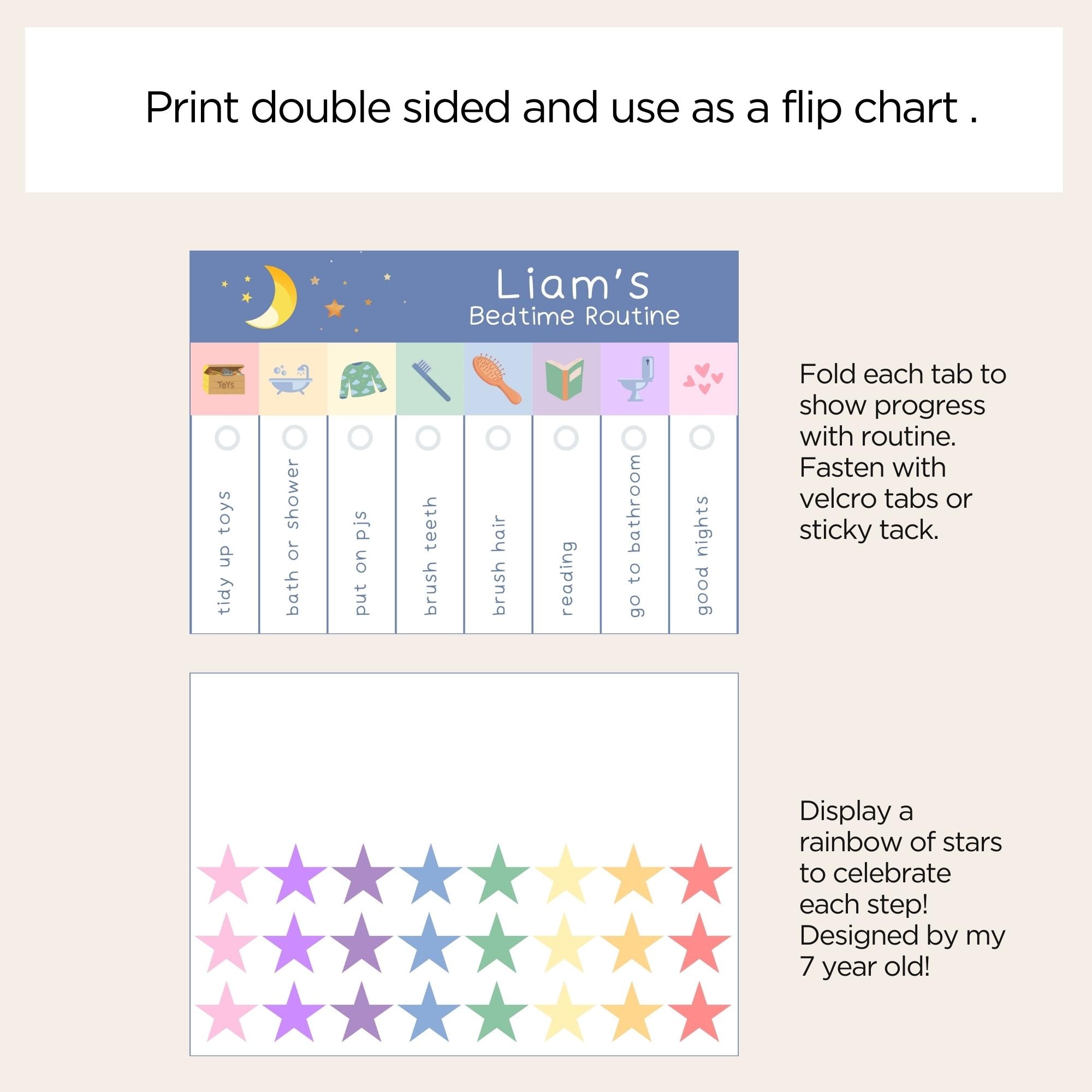 Bedtime Routine Flip Chart: Kids Visual Schedule, Autism ADHD (digital ...