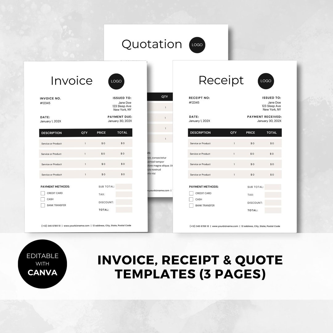 Invoice Template Canva | Modern Invoice | Editable Invoice | Job ...