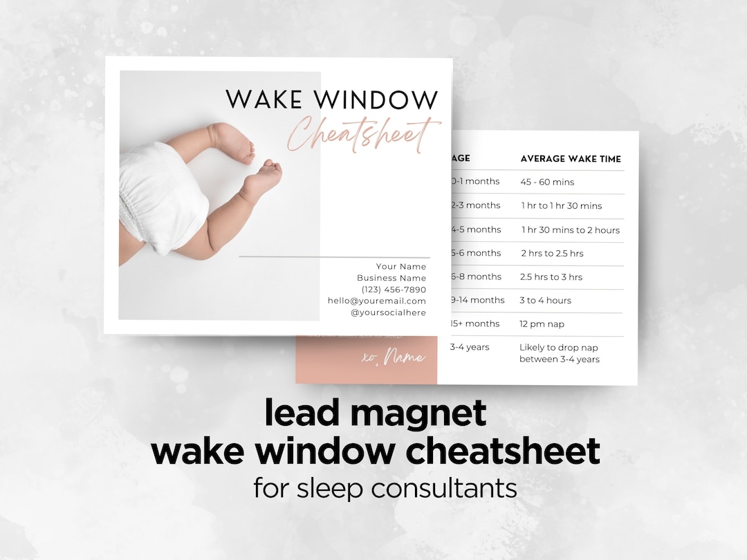 Wake Window Cheatsheet, Lead Magnet Template, Sleep Consultant ...