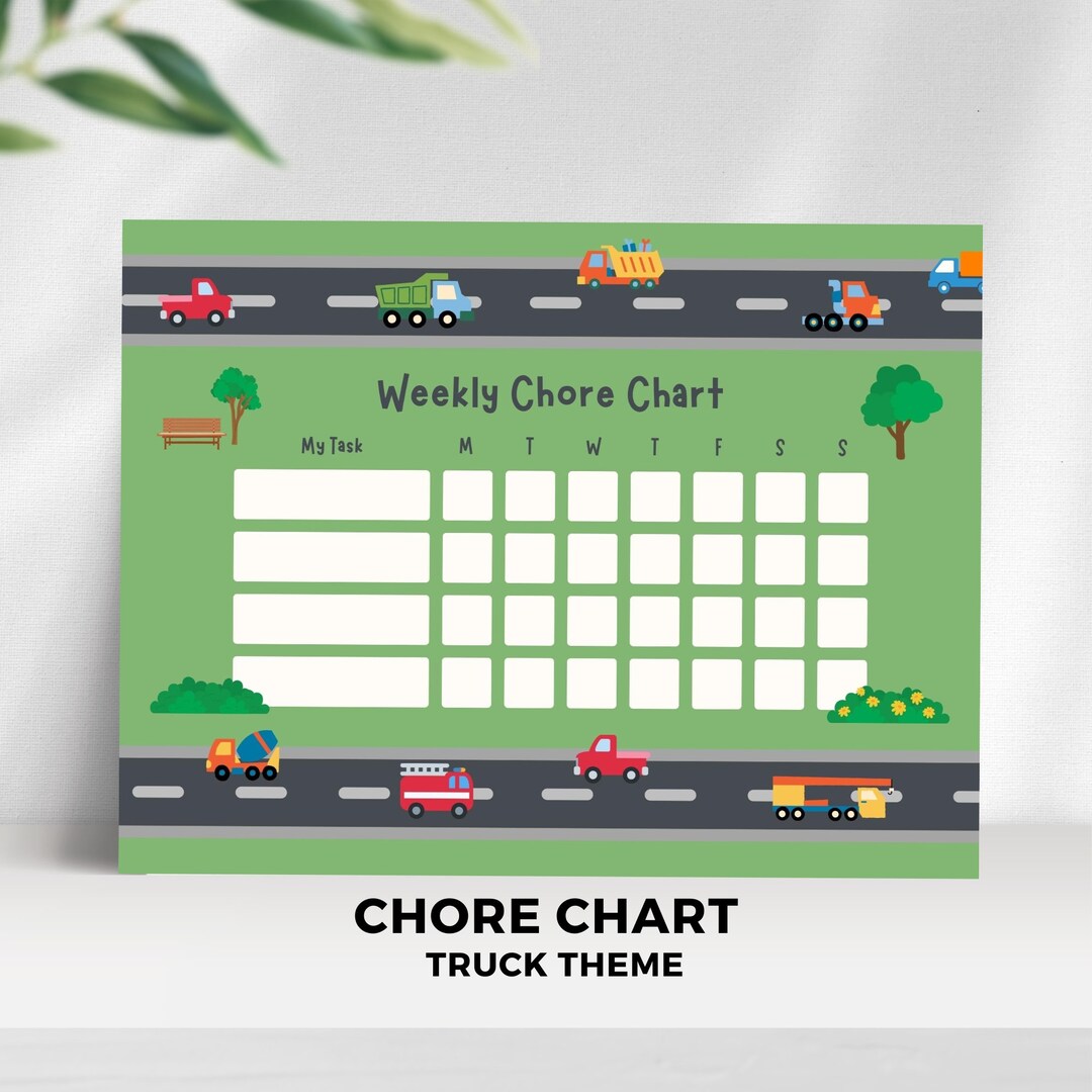 Editable Reward Chart, Printable Chore Chart, Truck Reward Chart ...