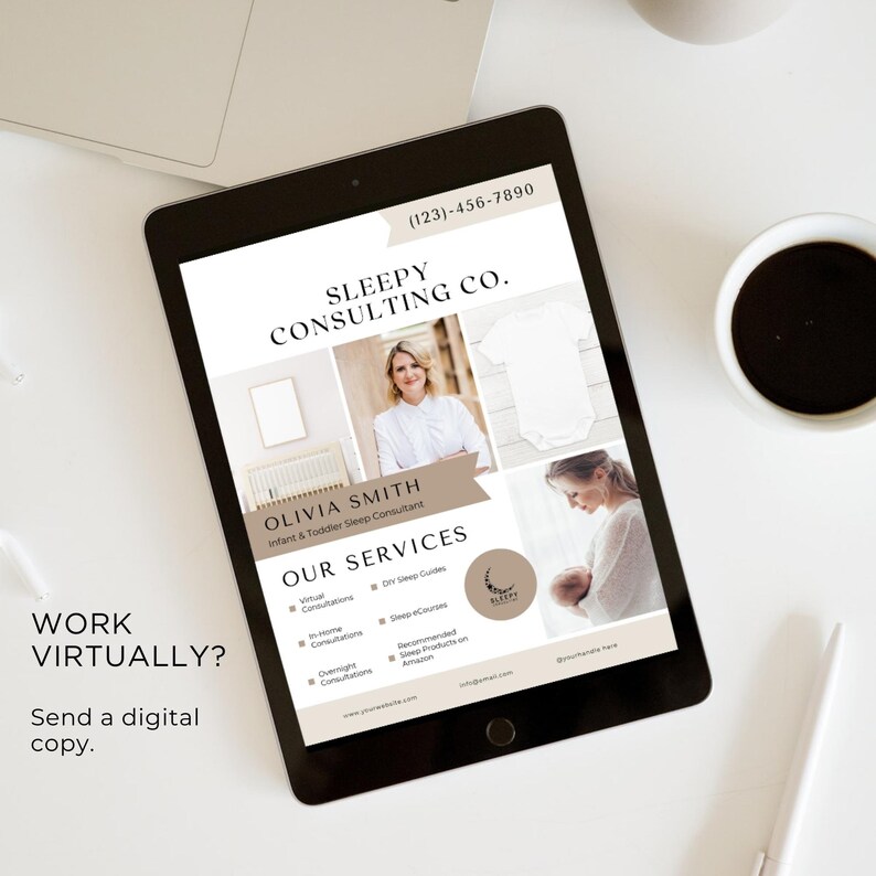 Editable Sleep Consultant Flyer Template: Neutral Design (digital ...