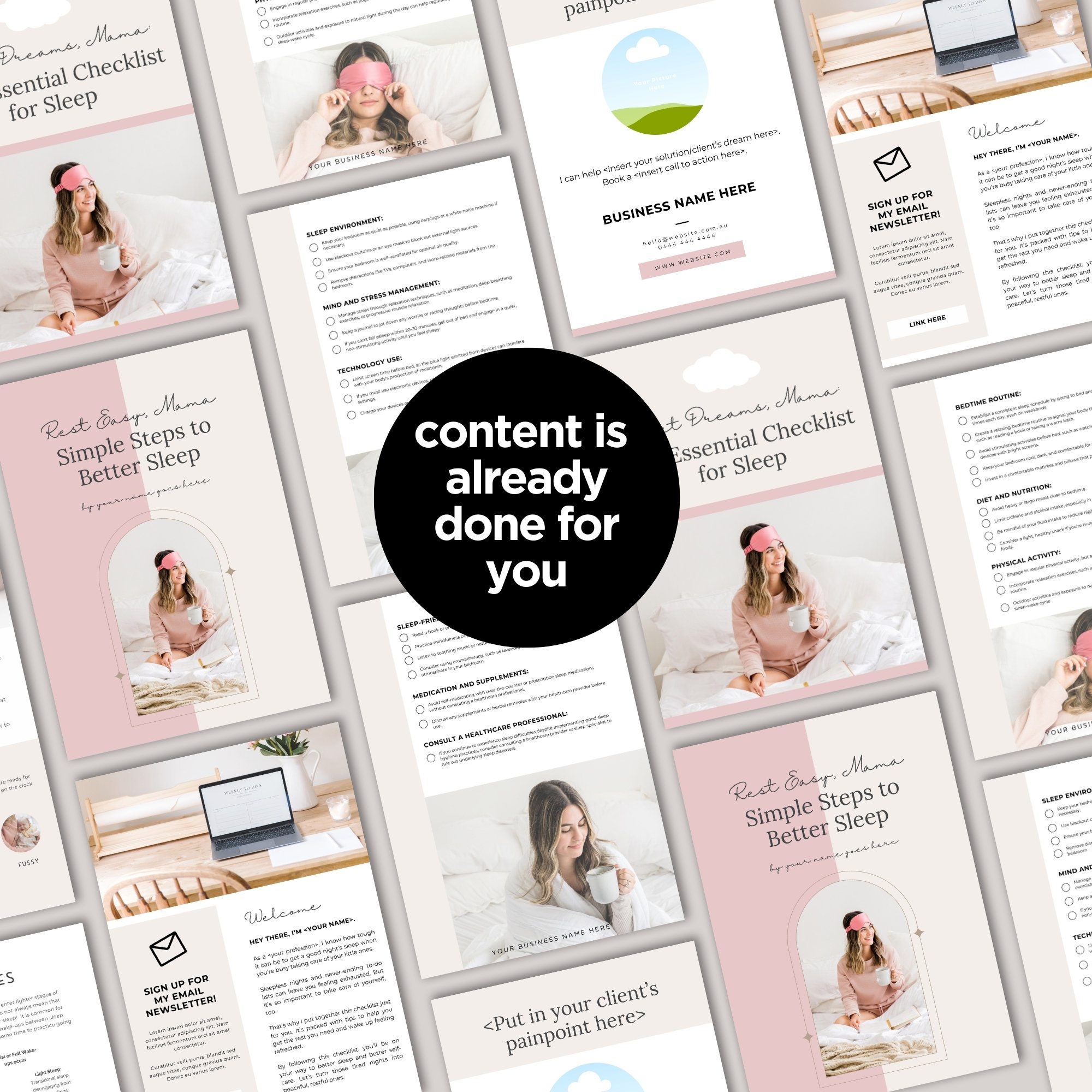 Lead Magnet, Freebie Template, Sleep Hygiene Checklist, Sleep Health ...