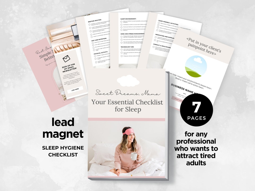Lead Magnet, Freebie Template, Sleep Hygiene Checklist, Sleep Health ...