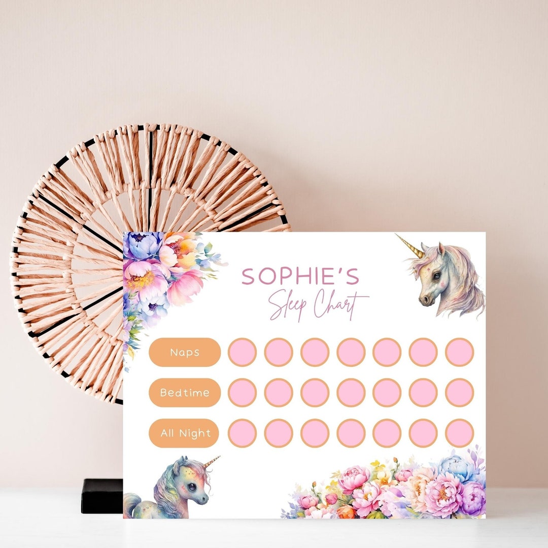 Unicorn Sticker Chart, Editable Unicorn Reward Chart, Rainbow Sleep ...