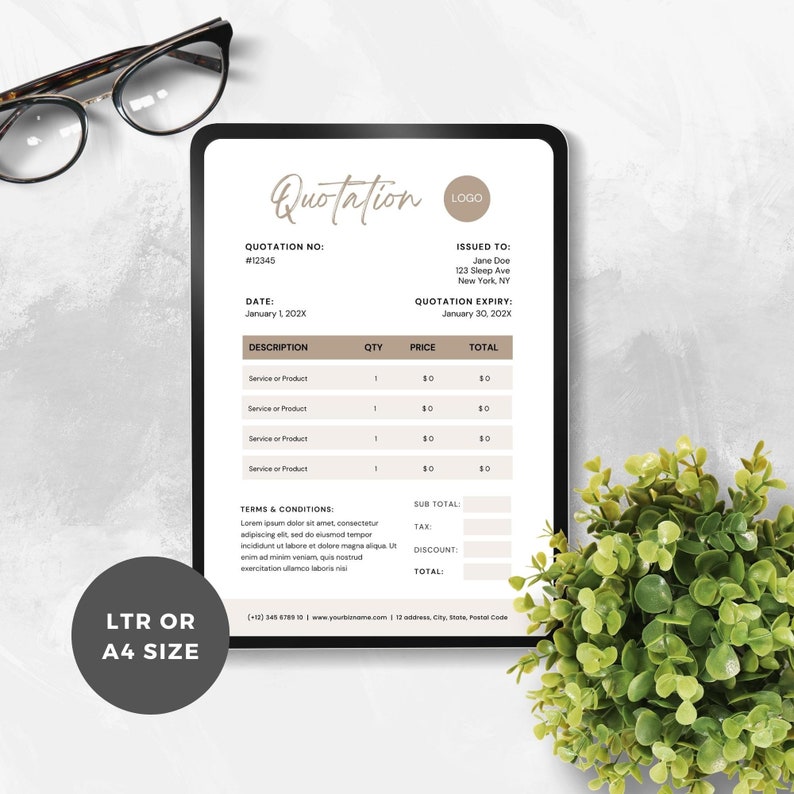 Invoice, Receipt & Quote Template Set | Editable in Canva | Custom ...