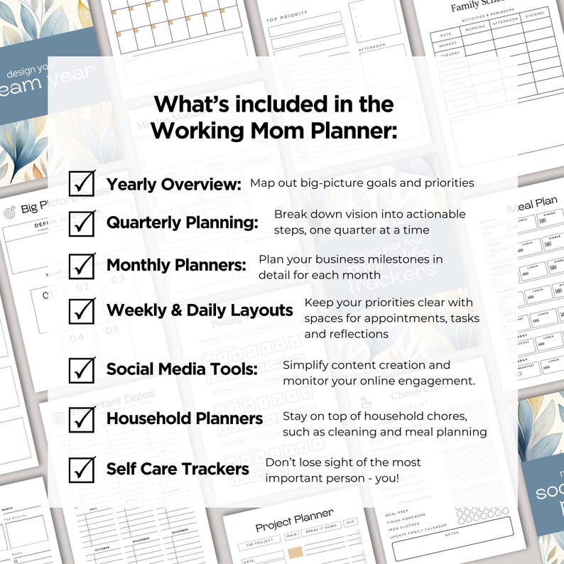 Working Mom Planner: Digital Journal, Goal Setting (canva Template ...