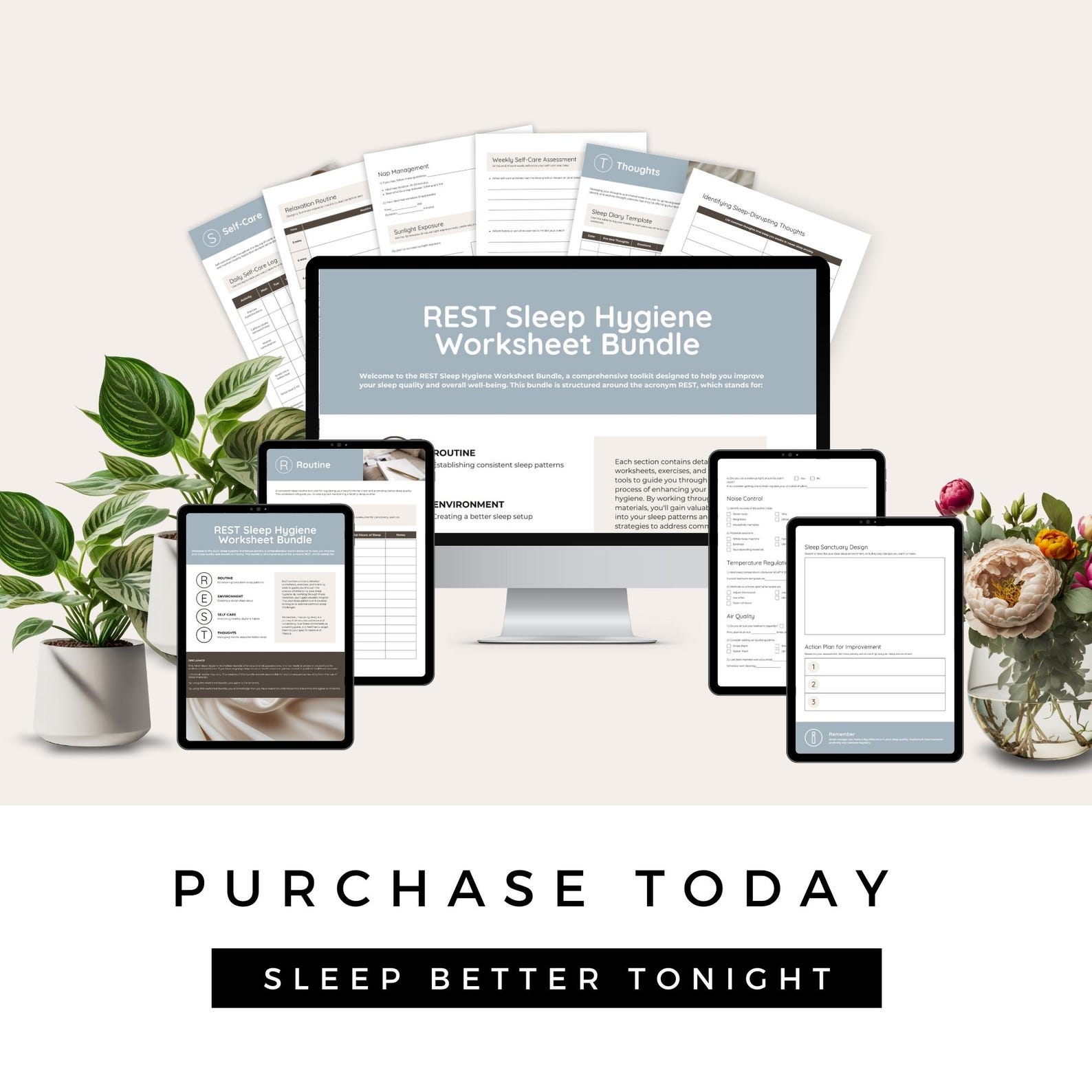 Sleep Hygiene Worksheets: Self-care Journal, Habits Tracker (editable ...