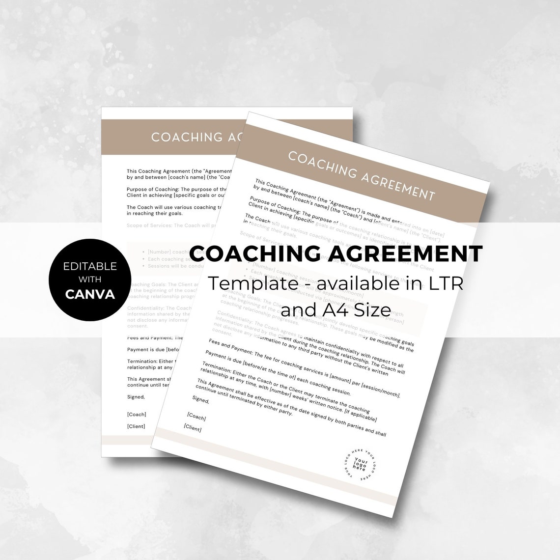Coaching Contract Template Instant Download Coaching Service Agreement ...