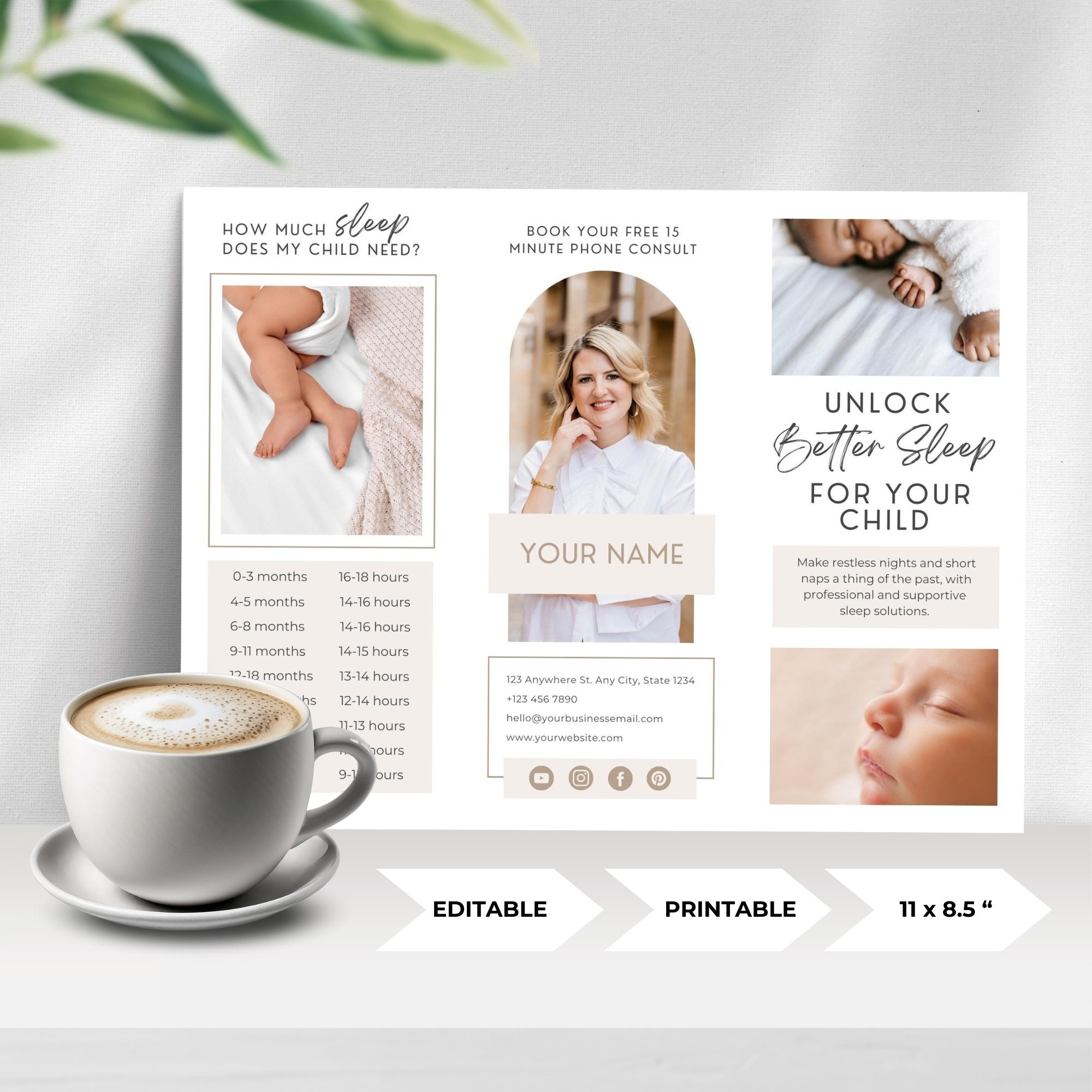Trifold Brochure Template for Sleep Consultant Brochure Template ...