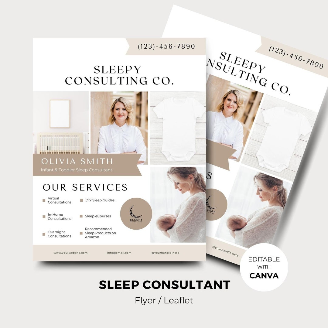 Editable Sleep Consultant Flyer Template: Neutral Design (digital ...