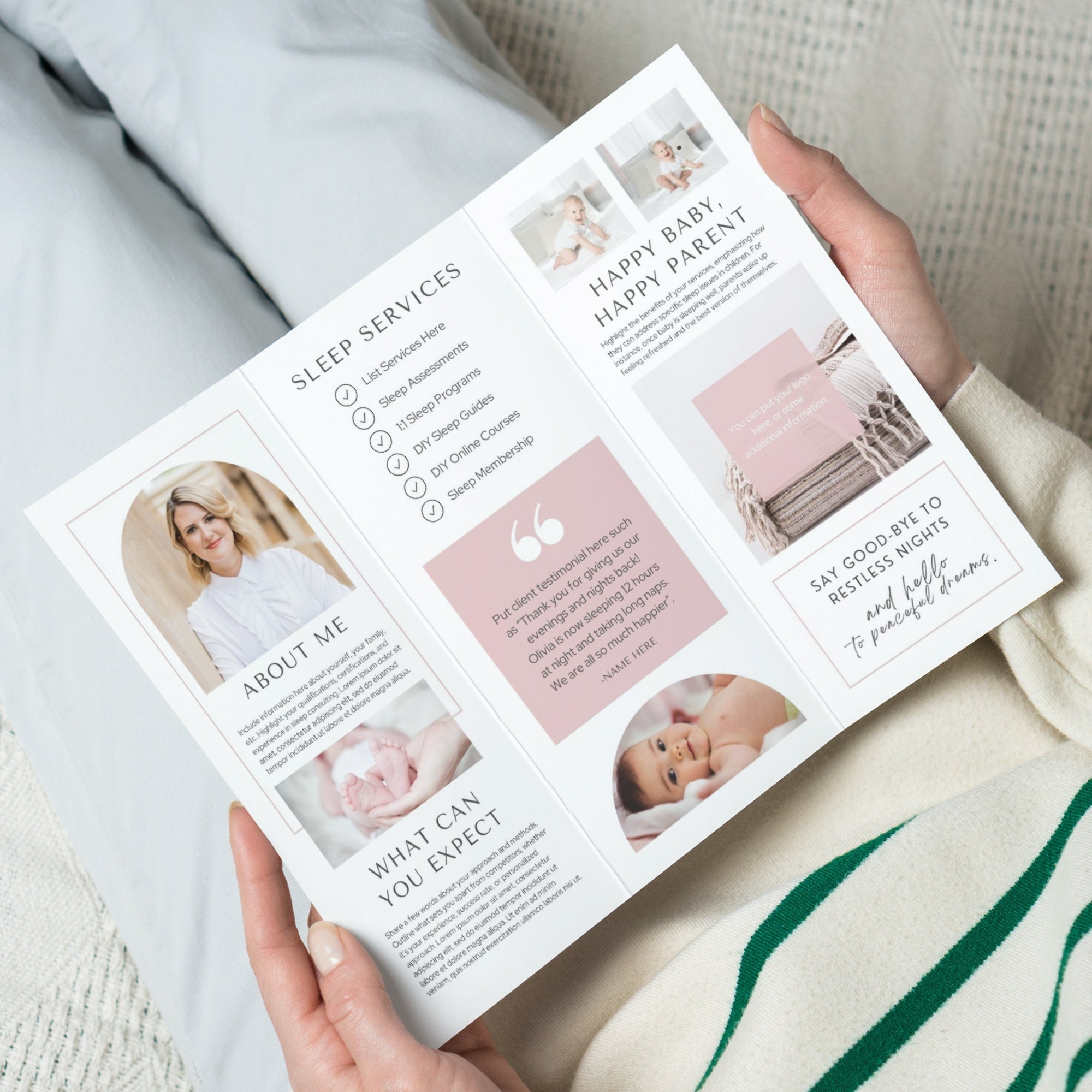 Trifold Brochure Template for Sleep Consultant | Brochure Template ...
