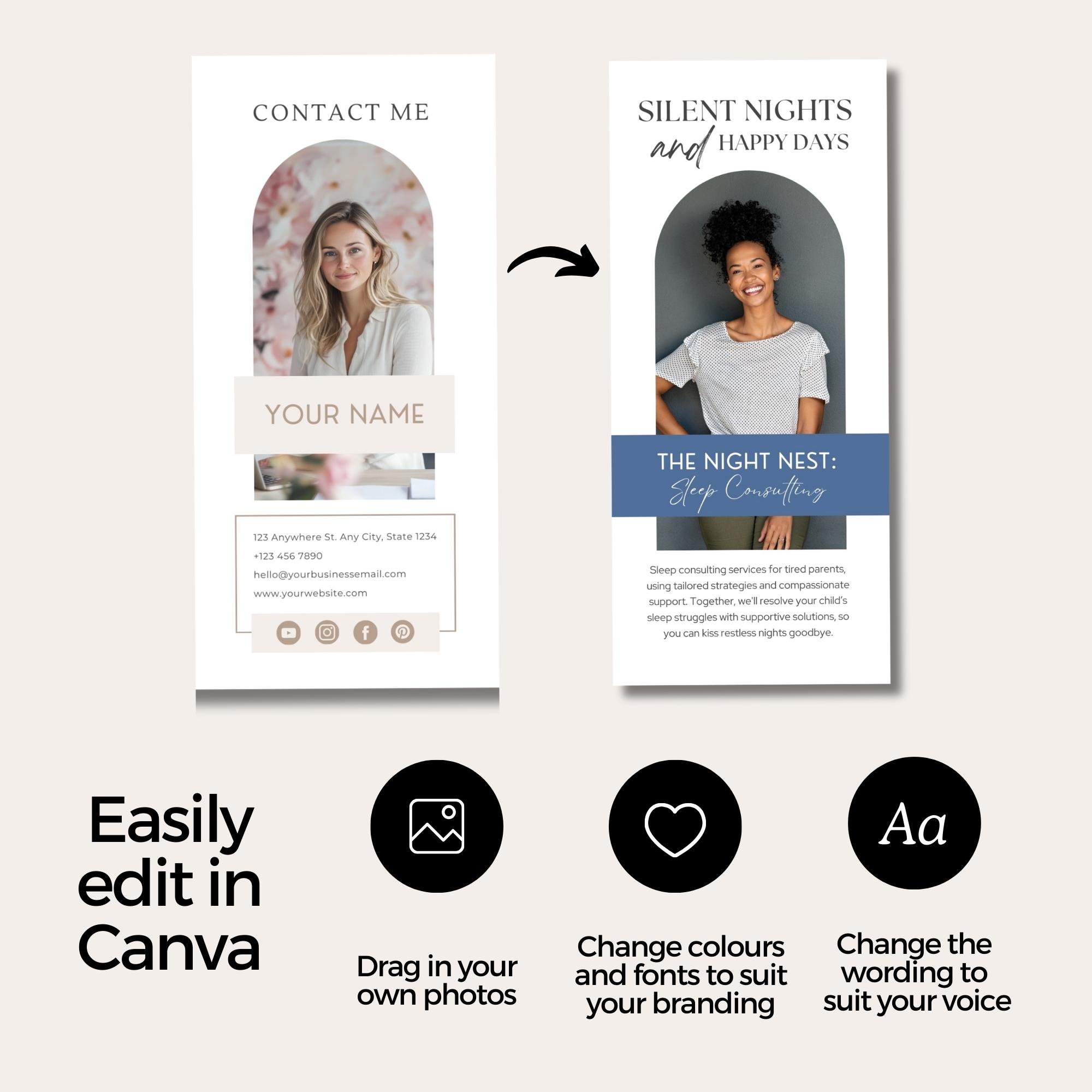 Postpartum Doula Brochure Template, Two Sided Trifold Pamphlet, Doula ...