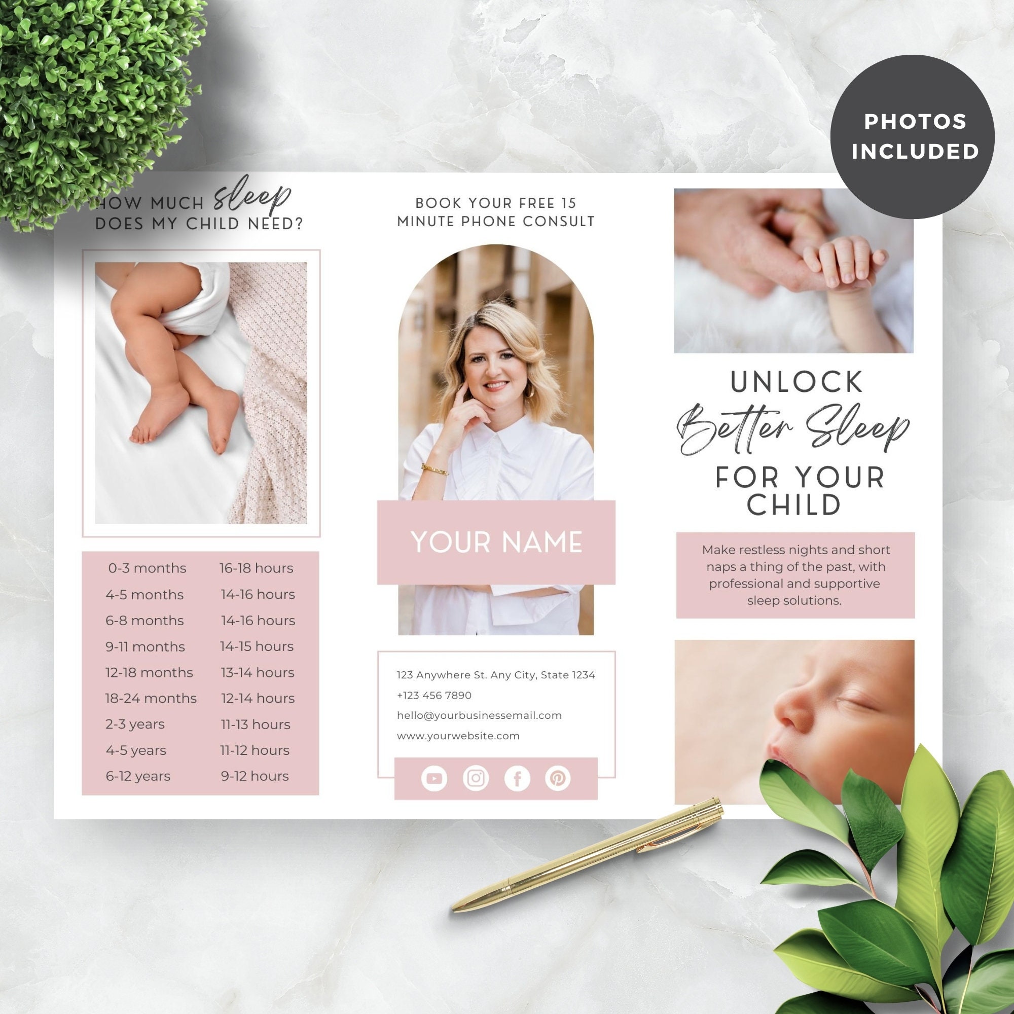 Trifold Brochure Template for Sleep Consultant | Brochure Template ...