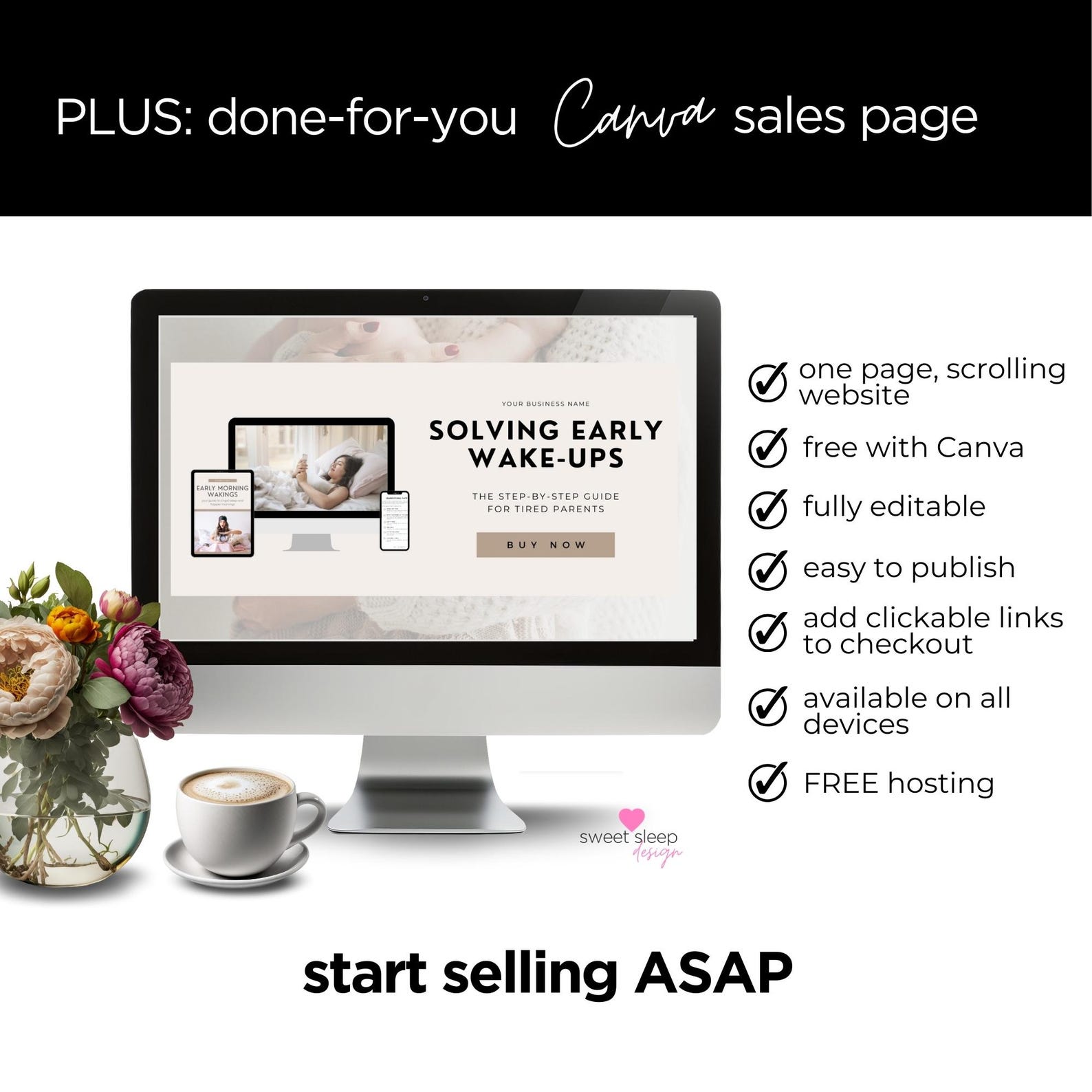 Early Morning Wakings Guide and Sales Page Bundle, Done for You Content ...