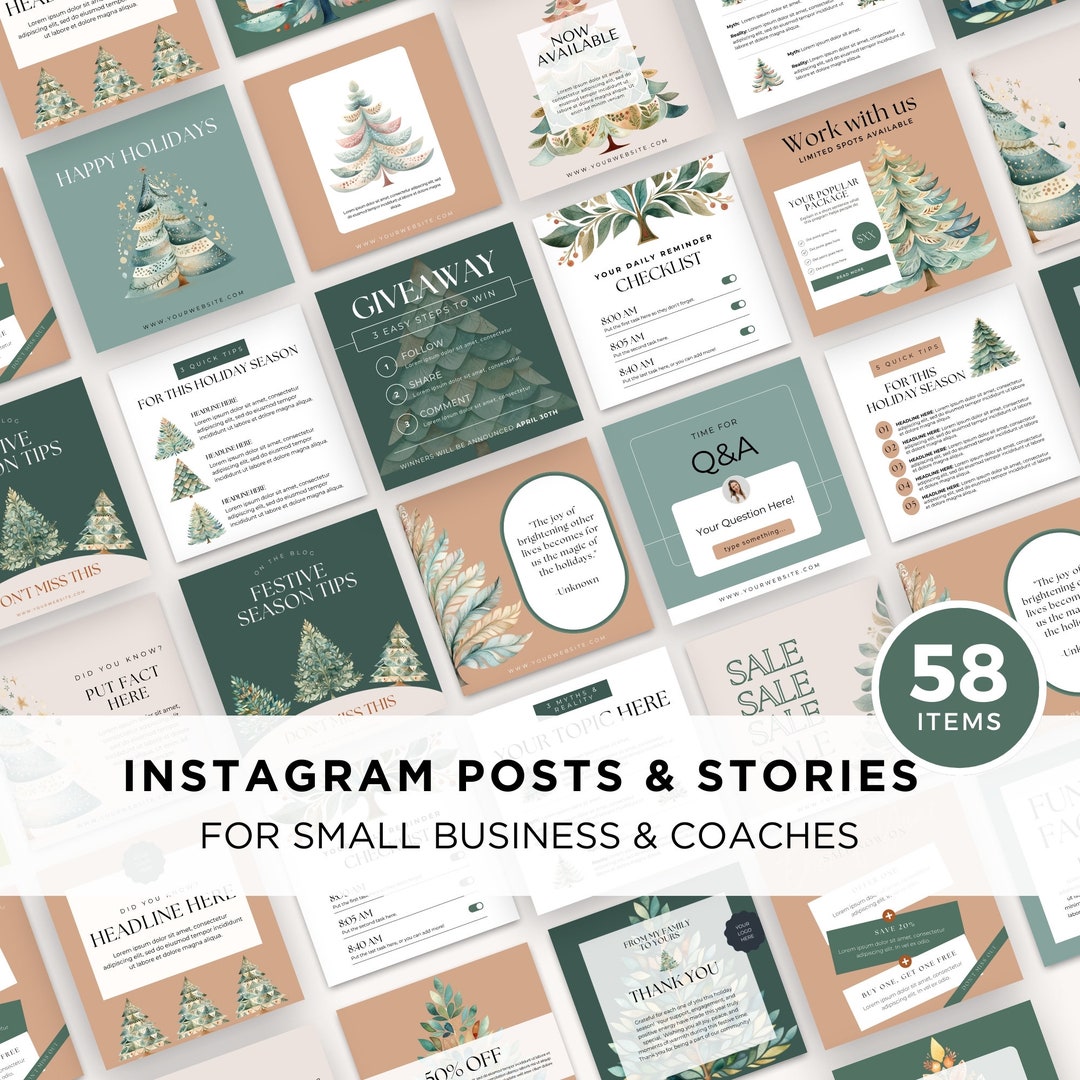 Christmas Social Media Posts for Business, 24 Days of Posts and Stories ...