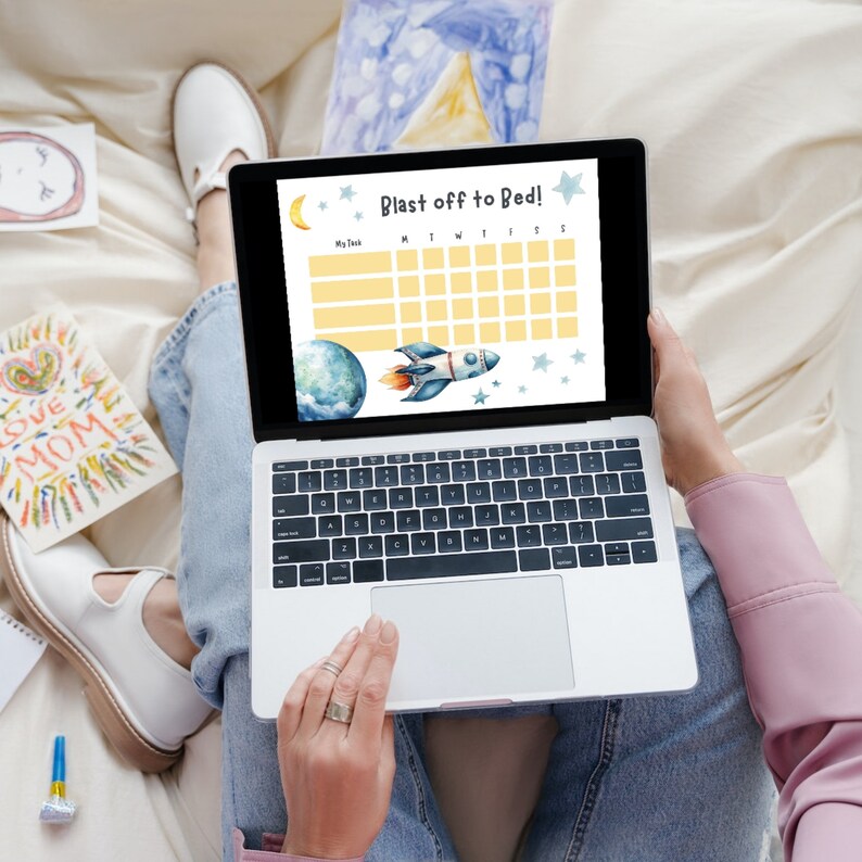 Space Reward Chart, Sleep Sticker Chart for Kids, Printable Behavior ...