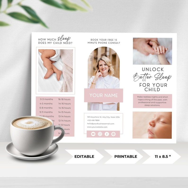 Trifold Brochure Template for Sleep Consultant | Brochure Template ...