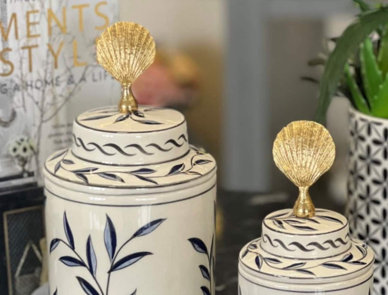 Ginger Jar Set of 2, Ceramic Jar, Jar With Lid, Red Ginger Jar, Olive ...