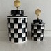 Checkered Ginger Jar, Ceramic Jar Set of 2, Jar With Lid, Red Ginger ...