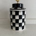 Checkered Ginger Jar, Ceramic Jar Set of 2, Jar With Lid, Red Ginger ...