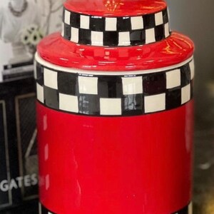 Ginger Jar Set of 2, Ceramic Jar, Jar With Lid, Red Ginger Jar, Olive ...