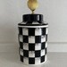 Checkered Ginger Jar, Ceramic Jar Set of 2, Jar With Lid, Red Ginger ...