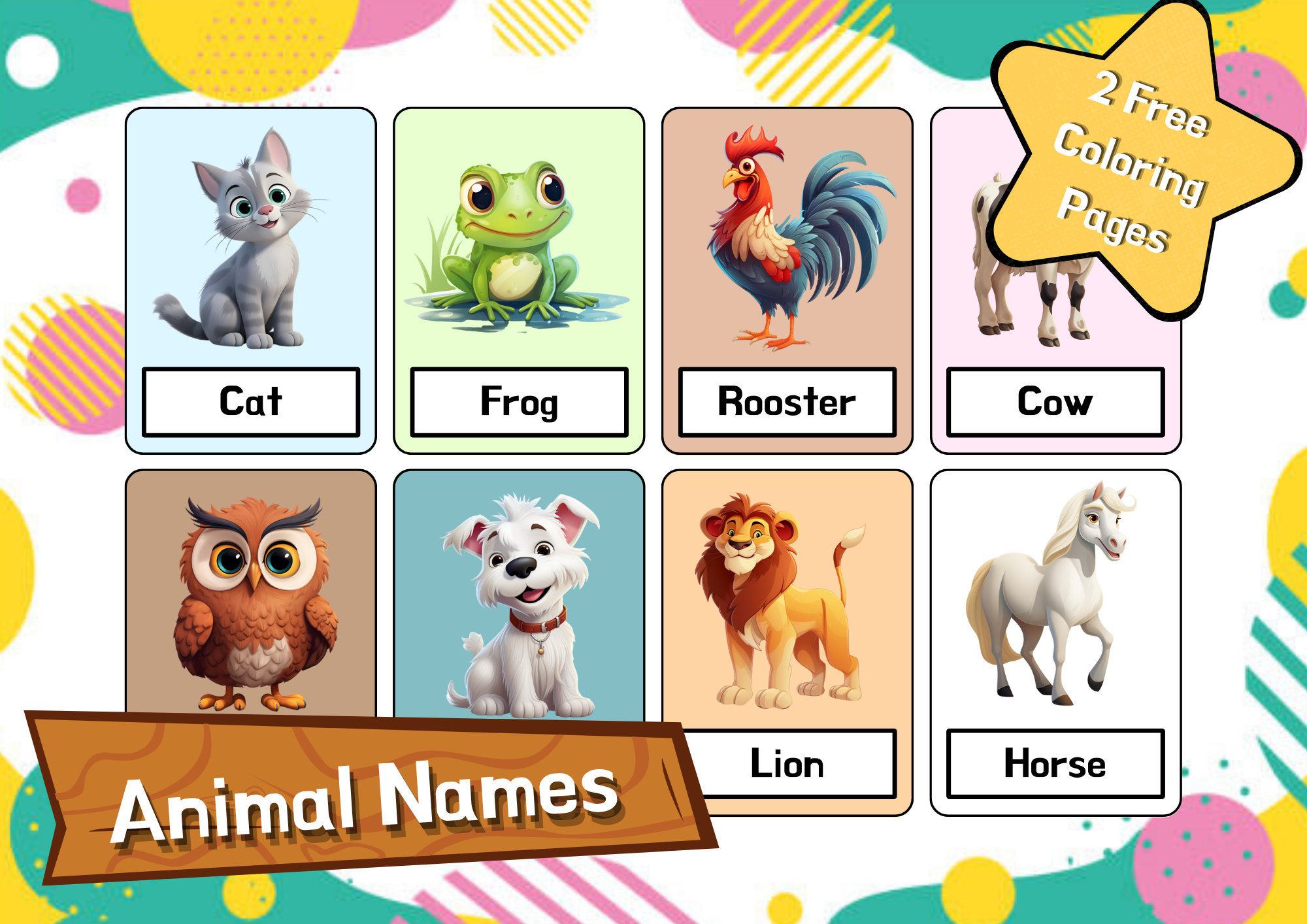 Montessori Animal Names Flashcards - 16 Printable Digital Cards, Kids ...