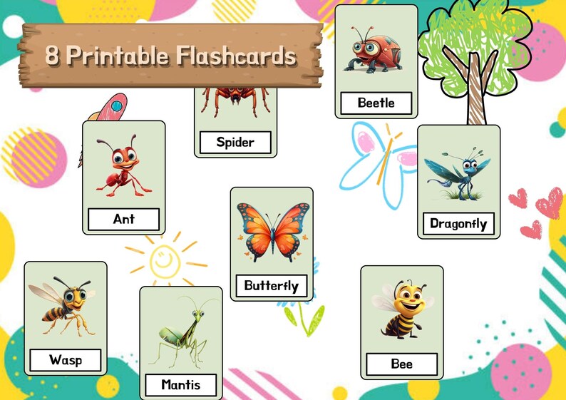 Montessori Insects Flashcards - 8 Printable Digital Cards, Kids ...