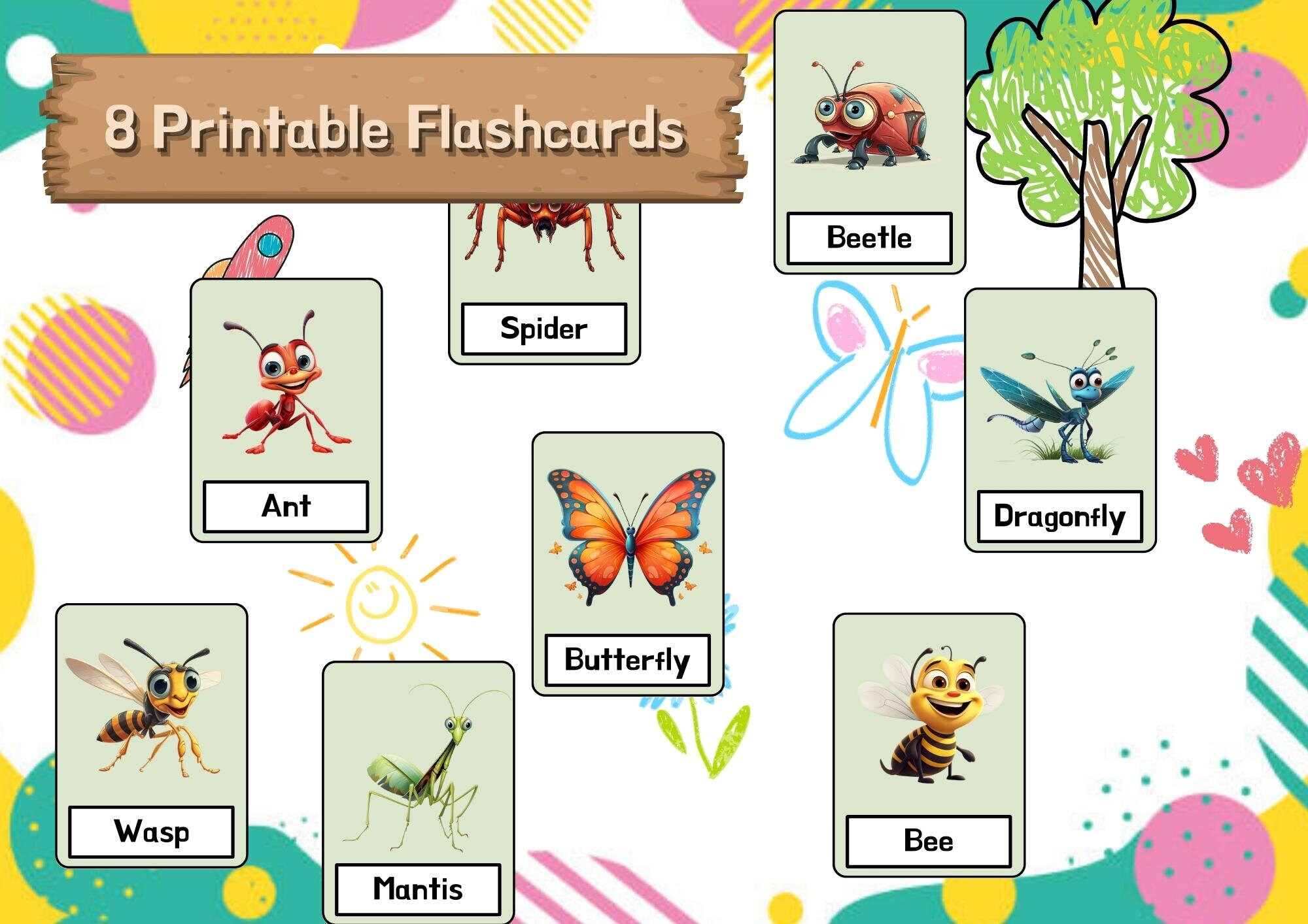 Montessori Insects Flashcards - 8 Printable Digital Cards, Kids ...