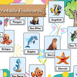 Montessori Aquatic Animal Flashcards - 16 Printable Digital Cards, Kids ...
