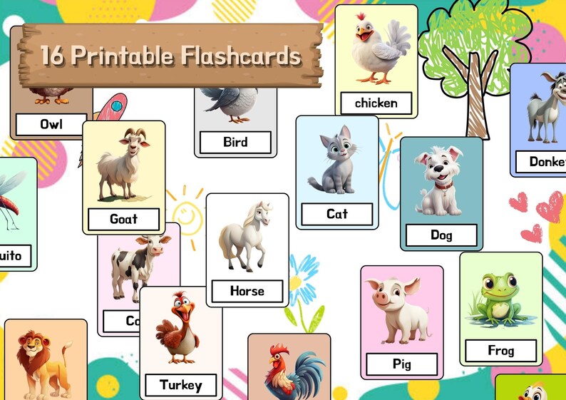 Montessori Animal Names Flashcards - 16 Printable Digital Cards, Kids ...
