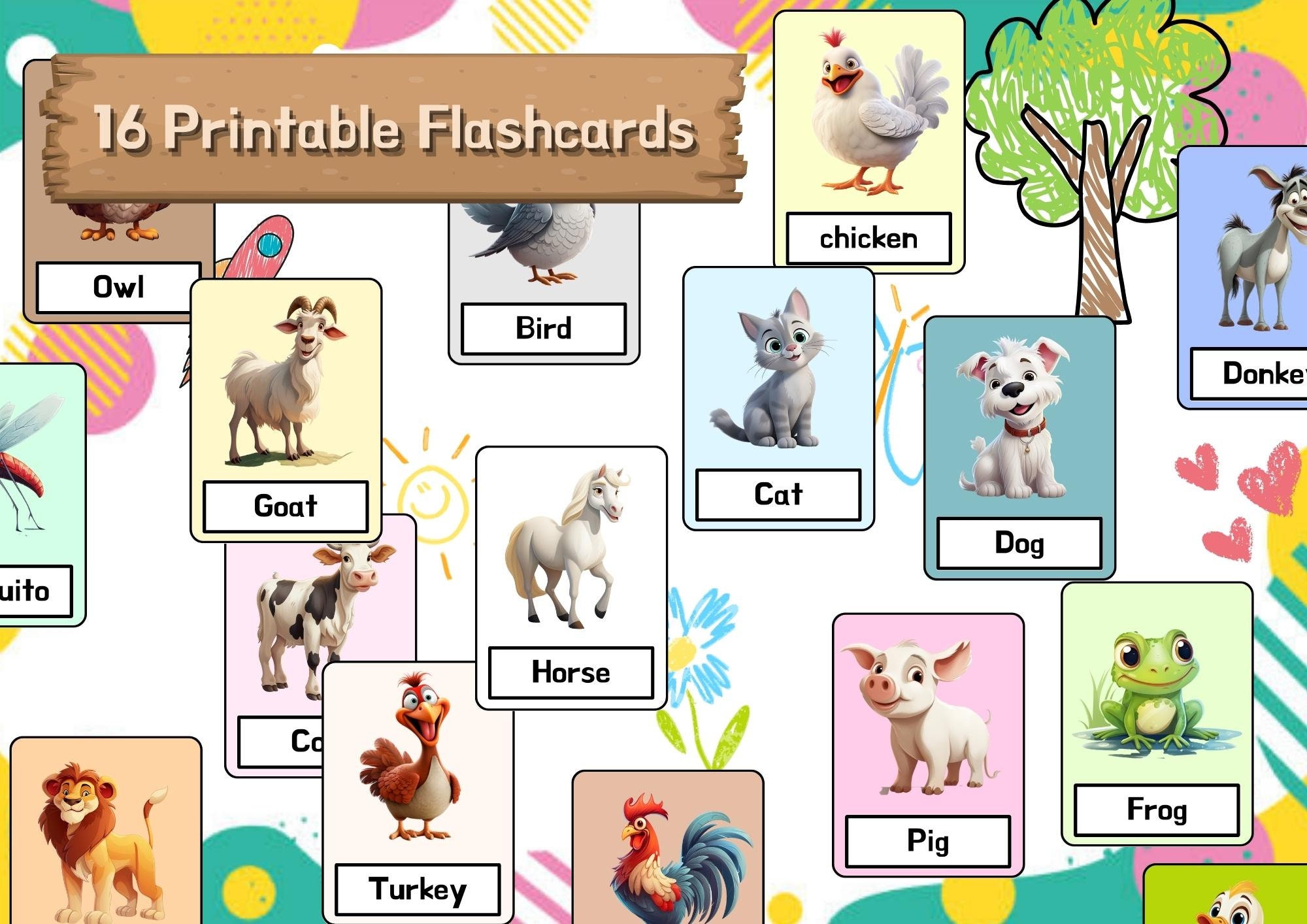 Montessori Animal Names Flashcards - 16 Printable Digital Cards, Kids ...