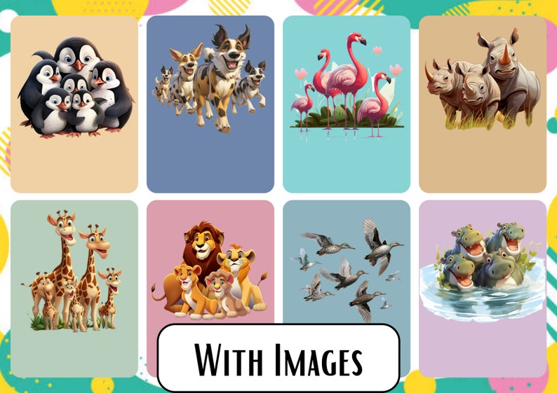 16 Animal Group Flashcards | Digital Flashcards for Kids - Etsy