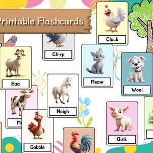 Montessori Animal Sounds Flashcards - 16 Printable Digital Cards, Kids ...