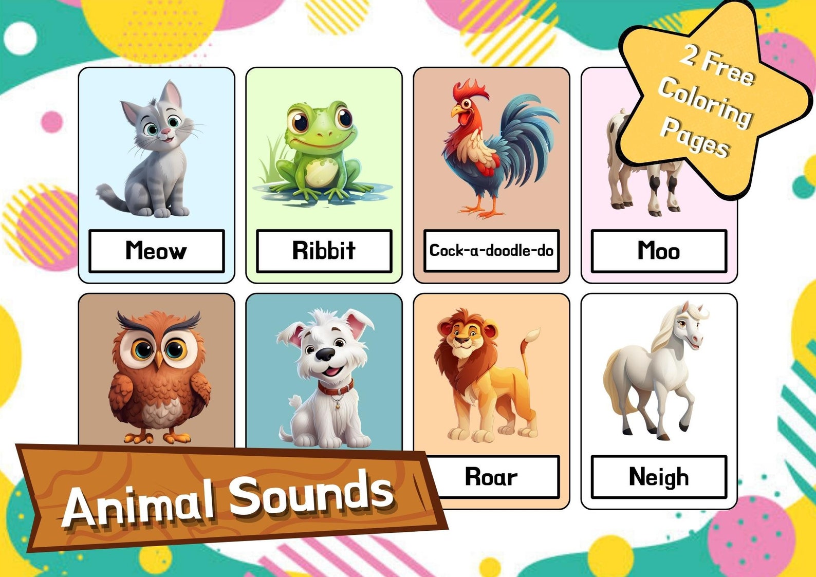 Montessori Animal Sounds Flashcards - 16 Printable Digital Cards, Kids ...