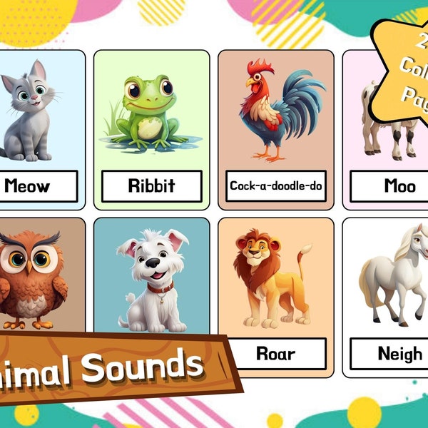 Printable Flashcards Animal Sounds - Etsy