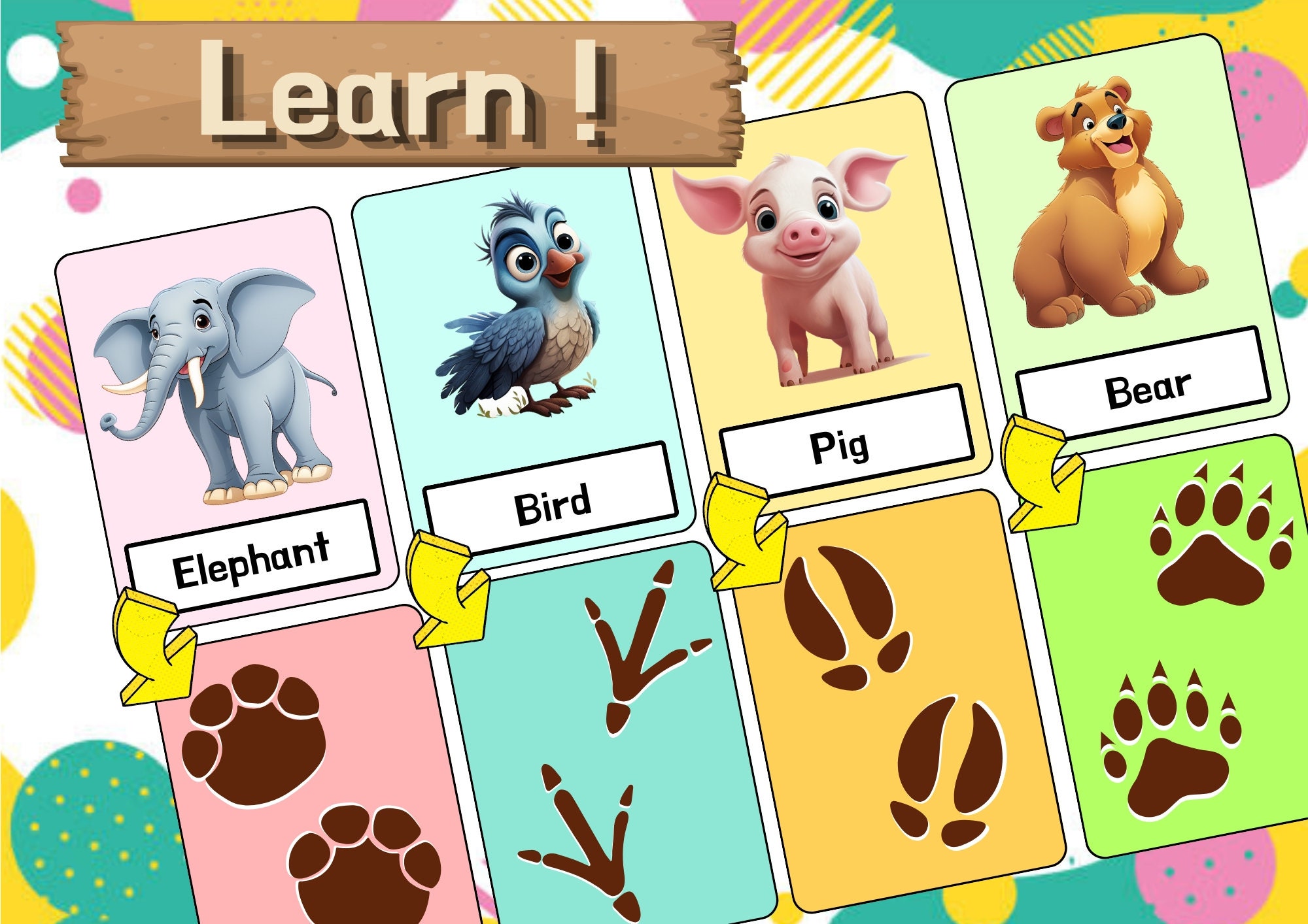 Montessori Animal Footprints Flashcards 16 Printable Digital Cards ...