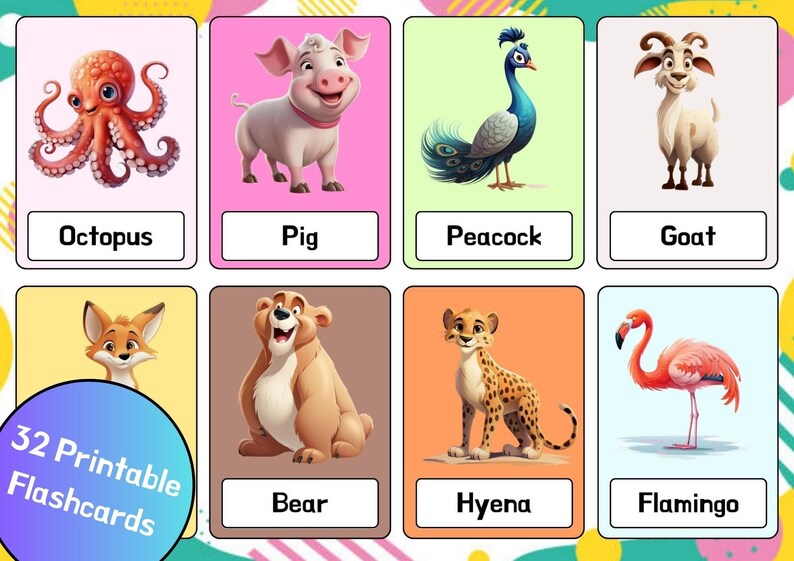 Montessori Animal Names Cards - 32 Printable Flashcards, Digital ...