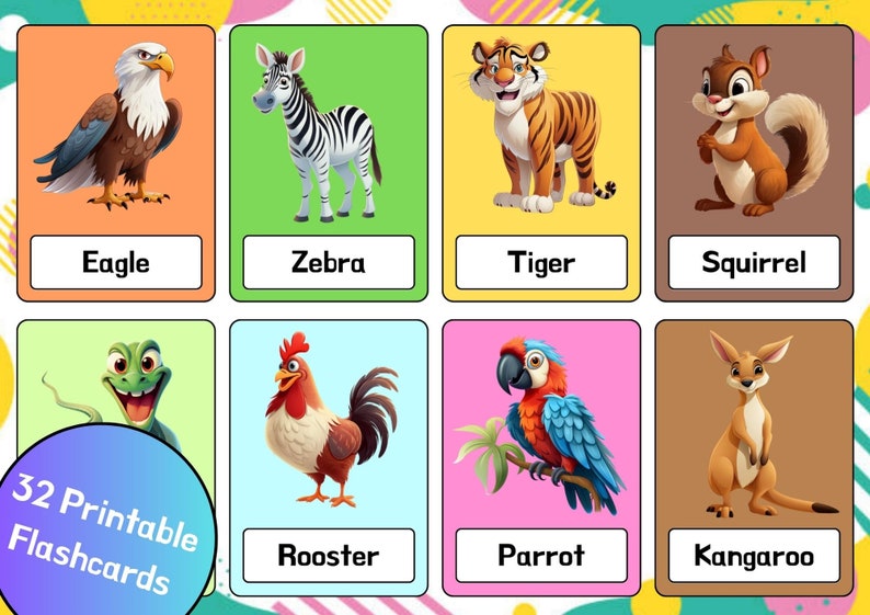 Montessori Animal Names Cards - 32 Printable Flashcards, Digital ...