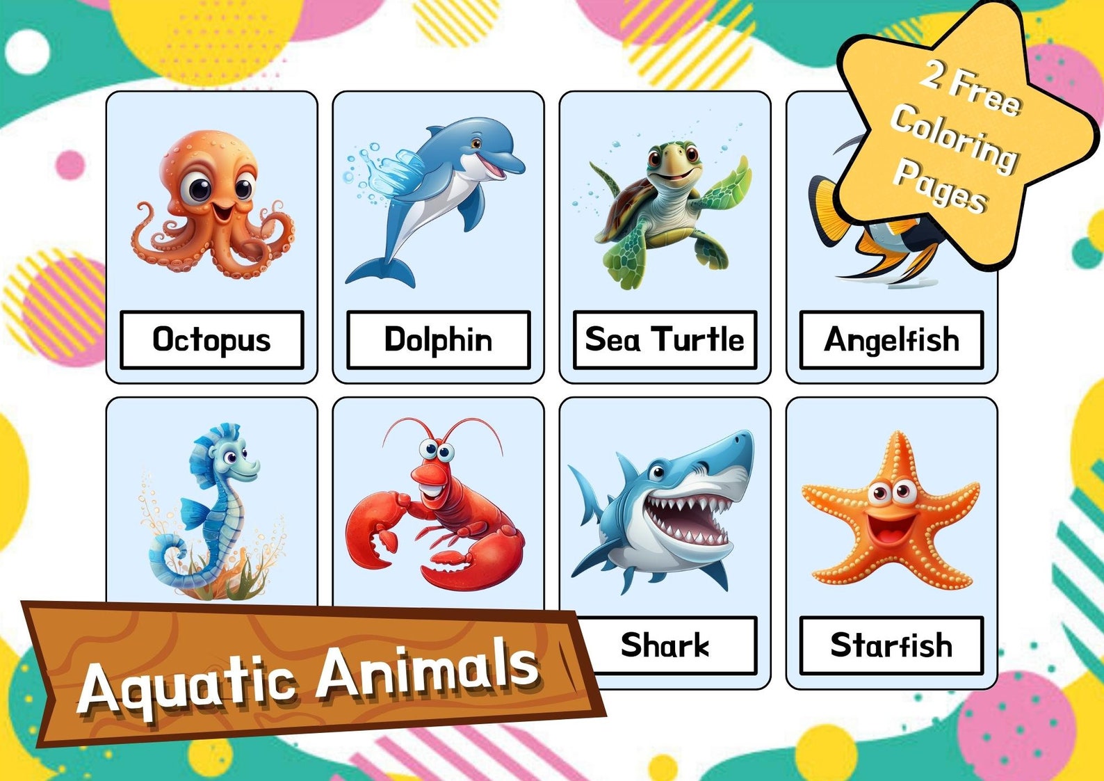 Montessori Aquatic Animal Flashcards - 16 Printable Digital Cards, Kids ...