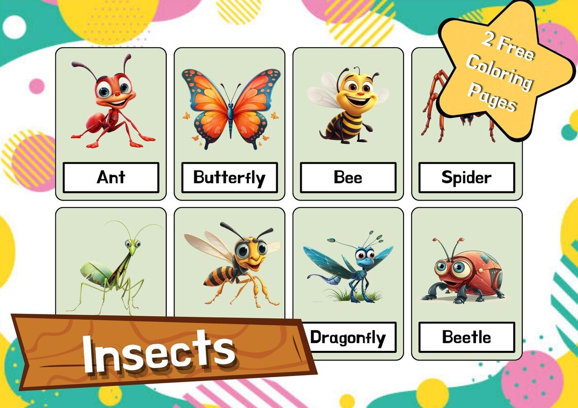 Montessori Insects Flashcards - 8 Printable Digital Cards, Kids ...