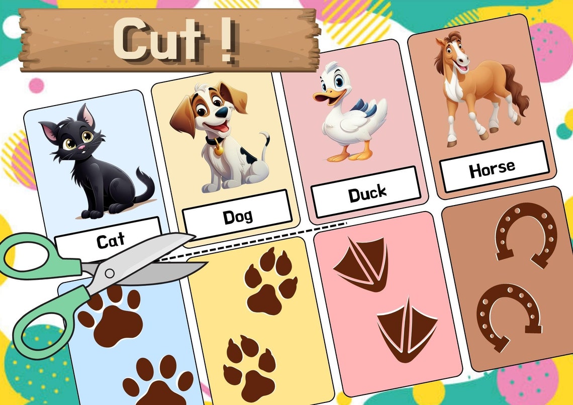 Montessori Animal Footprints Flashcards 16 Printable Digital Cards ...