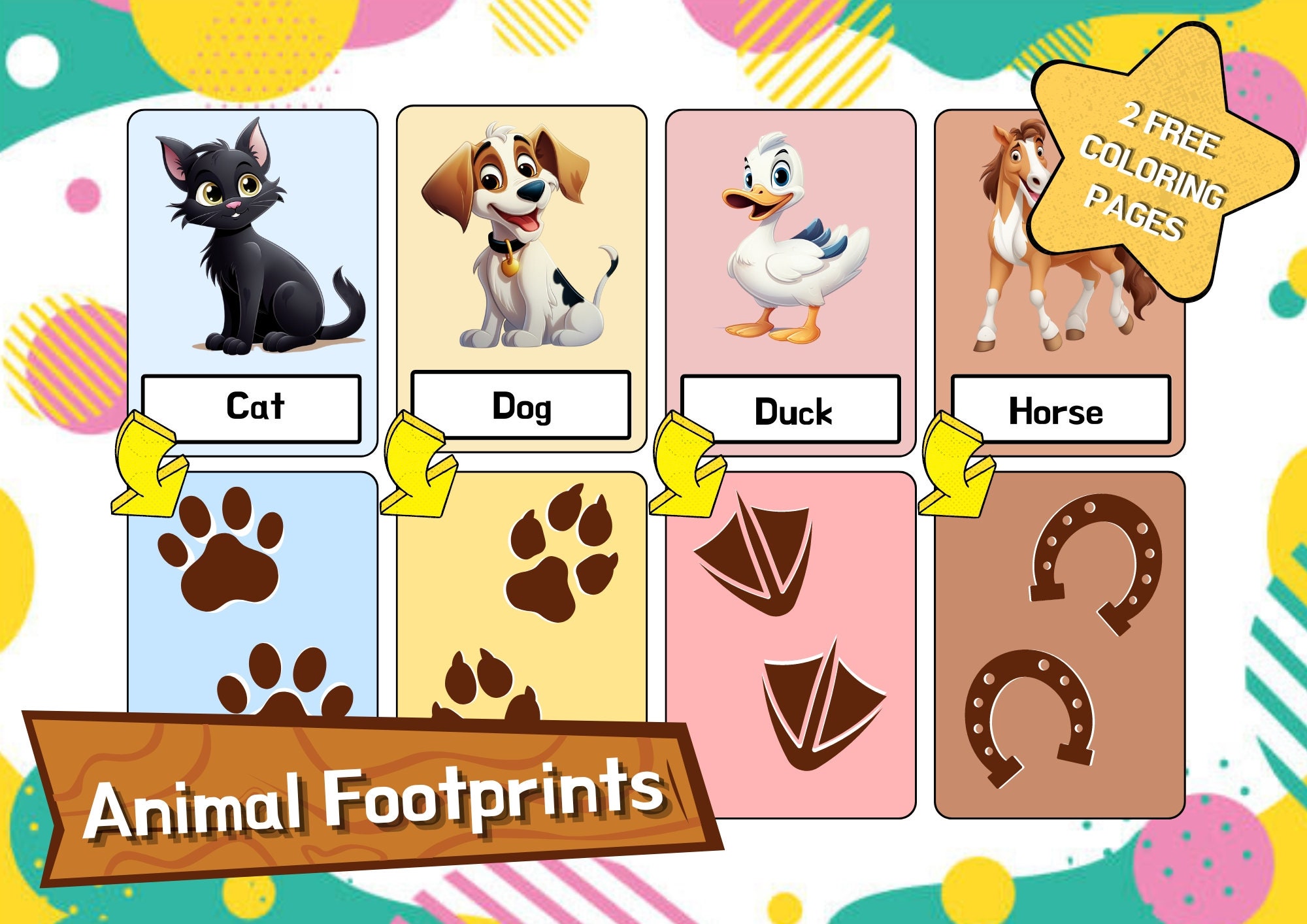 Montessori Animal Footprints Flashcards 16 Printable Digital Cards ...