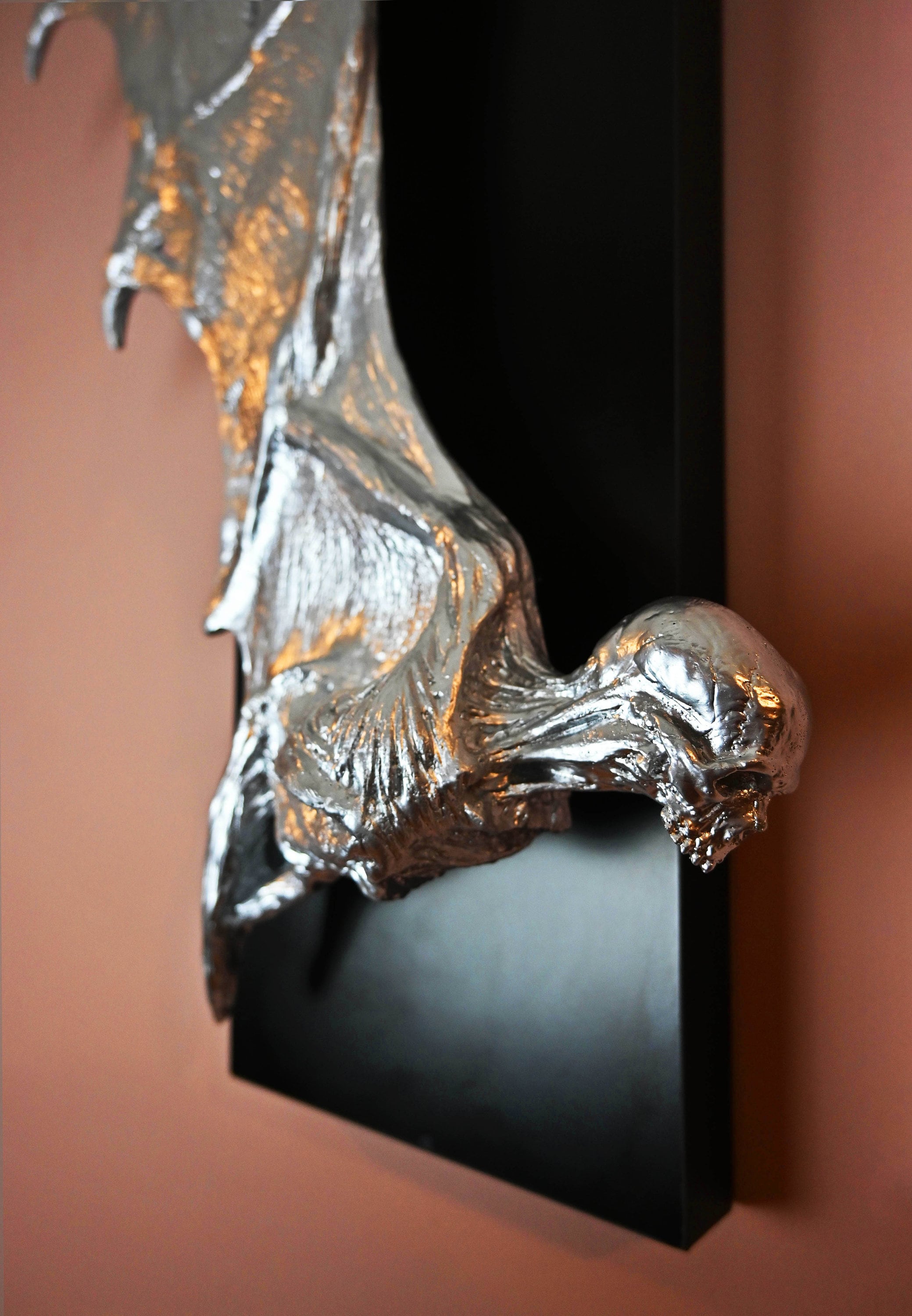 Silver Vampire Resin Sculpture Over Wood 26 Wall Mounted - Etsy