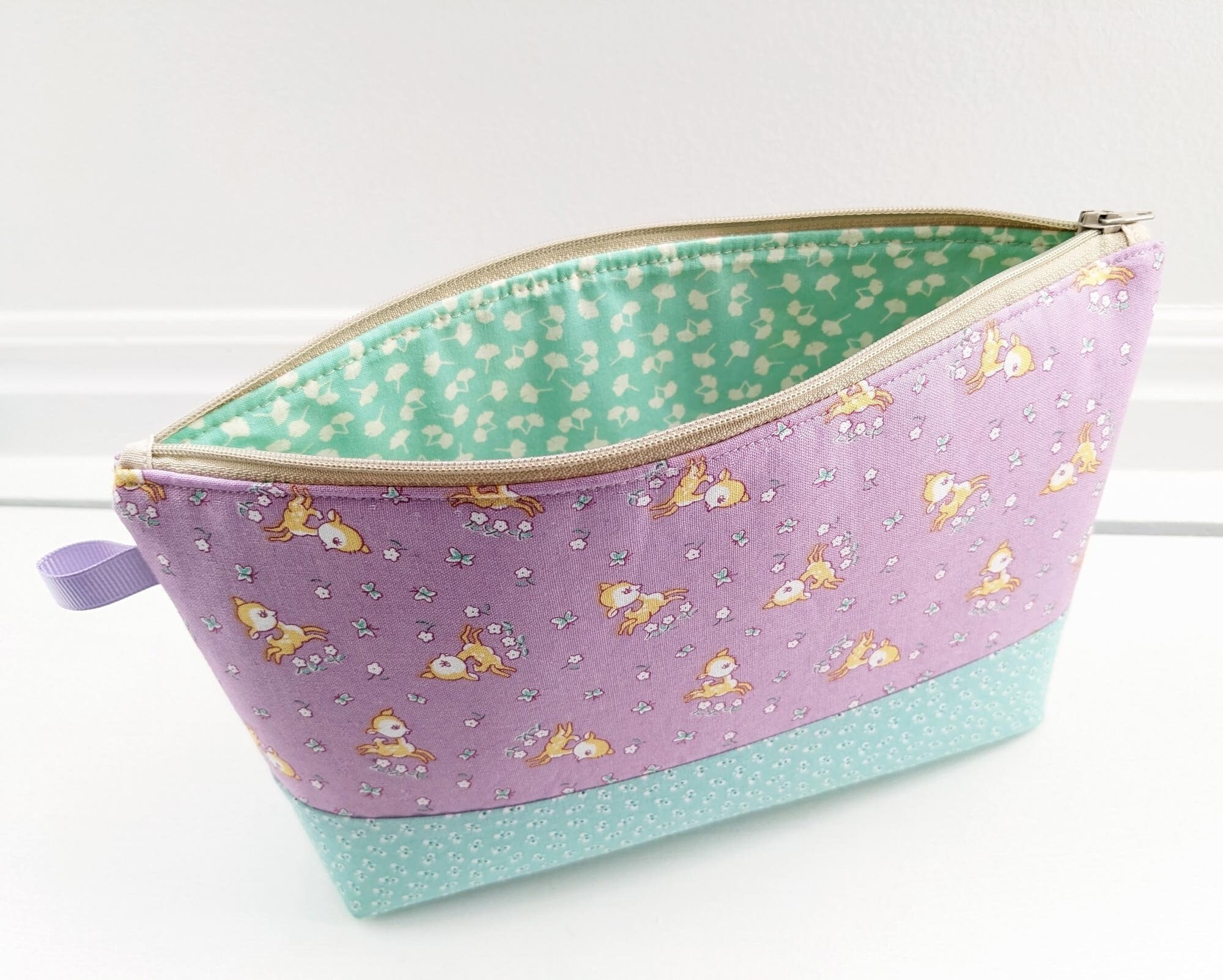 Handmade Large Zipper Pouch 1930's Reproduction Fabrics Toiletries ...