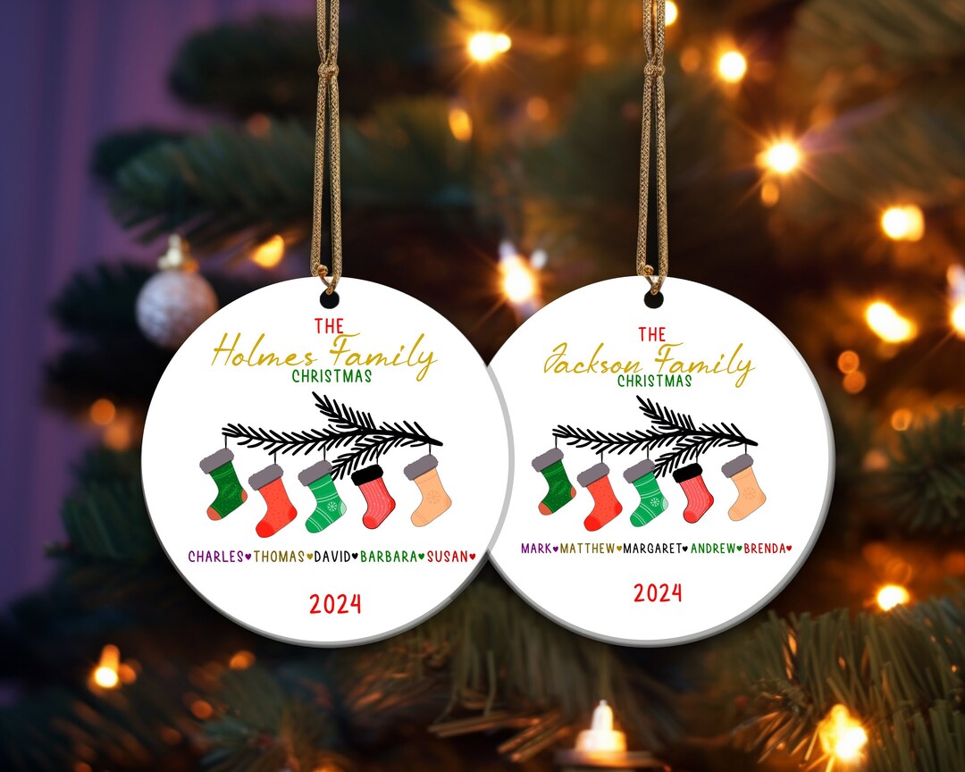 Family Christmas Ornament, Personalized Family Stocking Ornament Design ...